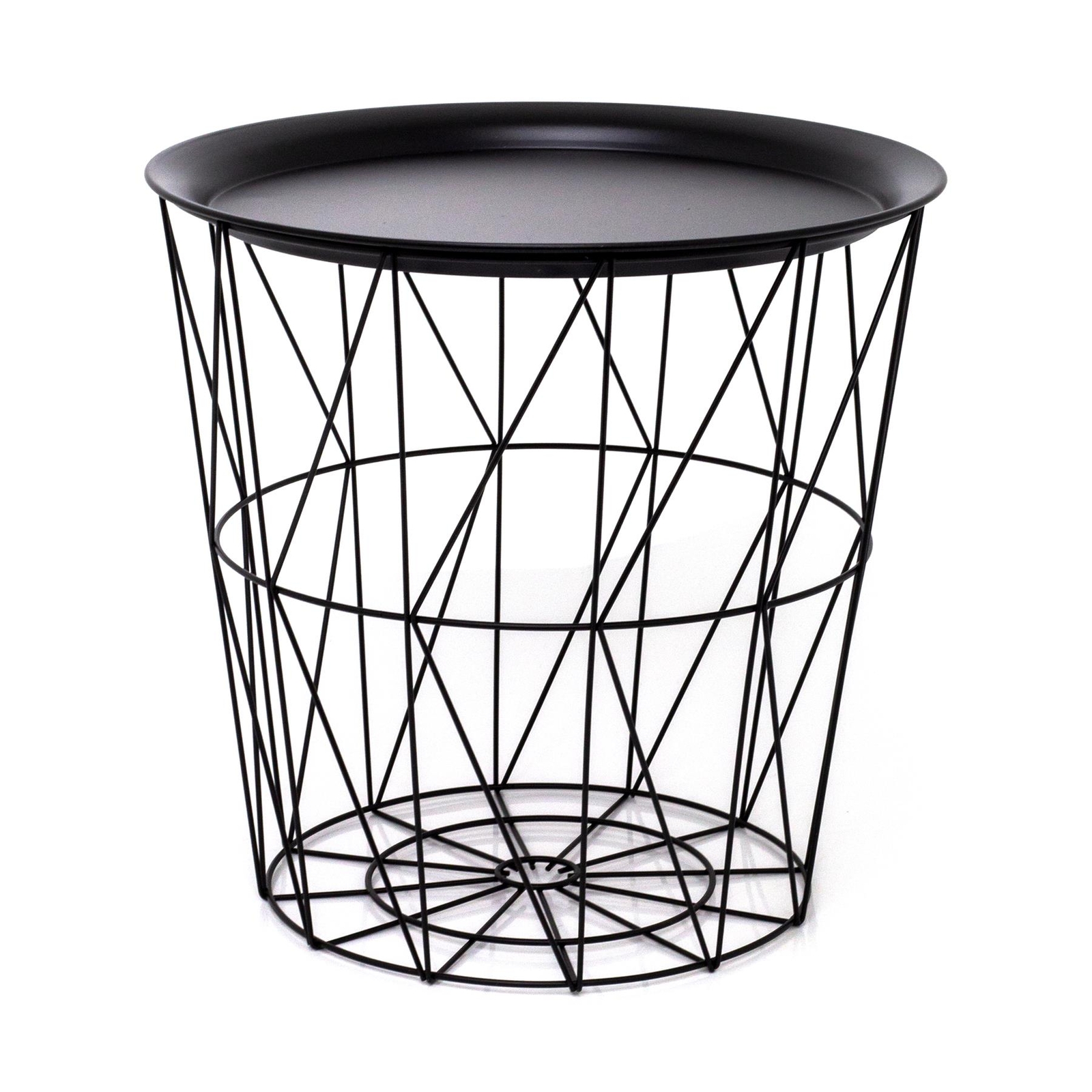 Black Metal Geometric Wire Occasional Side Table ~ Modern Storage Table ...