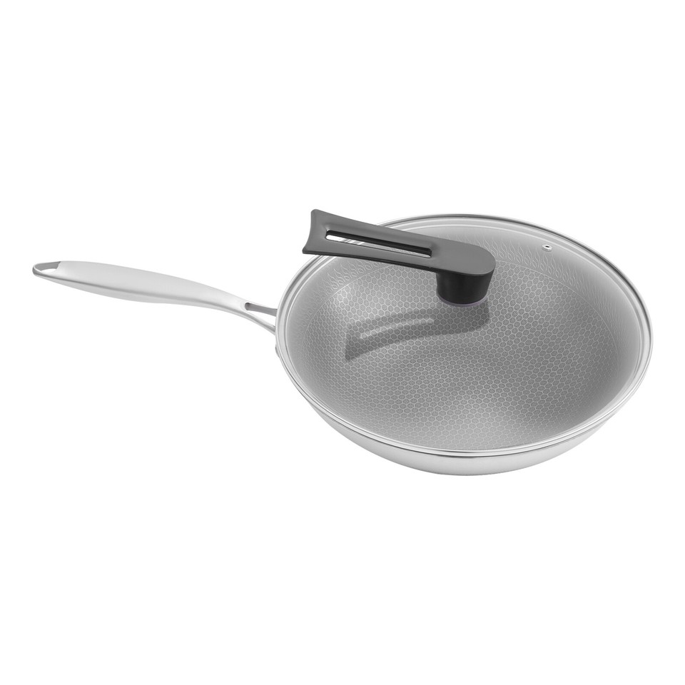 Honeycomb Wok, Stainless Steel Cooking Frying Pan, Stir-fry Pan 32*8 ...