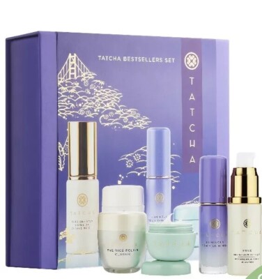 Tatcha Bestsellers Set Cleansing Oil Enzyme Powder Mist Water Cream 4pc ...