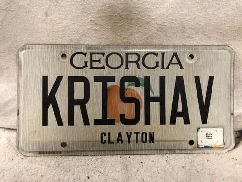 2016 Georgia Vanity License Plate “KRISHAV” | eBay