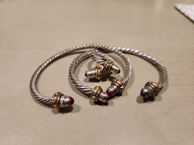 Sterling Silver And Gold Made In Mexico Cable Braclets And Ring | eBay