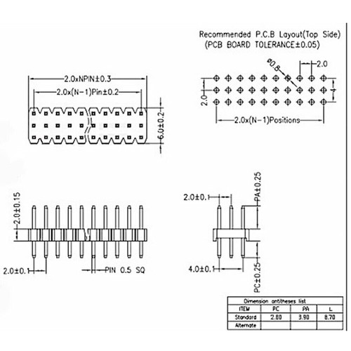 5Pcs 2mm 2.0mm Pitch 3x40 / 120 Pin Male Three Triple Row Straight ...