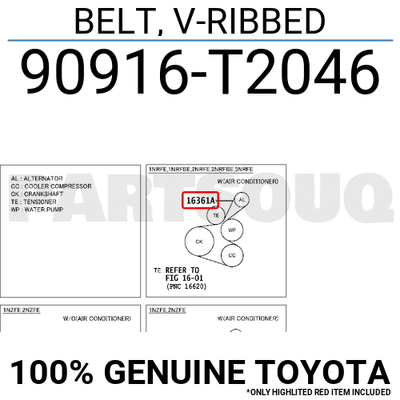 90916T2046 Genuine Toyota BELT, V-RIBBED 90916-T2046 | eBay