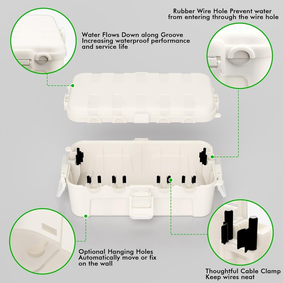 RESTMO Medium Outdoor Electrical Box, IP54 Weatherproof Extension Cord ...