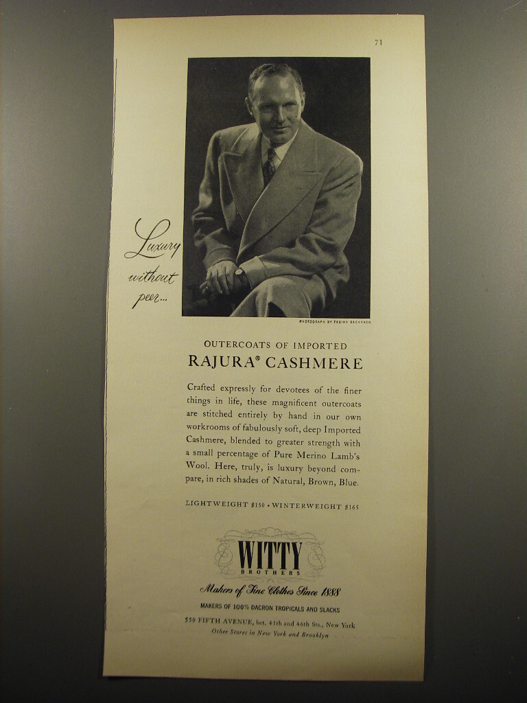 1952 Witty Brothers Rajura Cashmere Outercoat Ad - Photo by Fabian ...