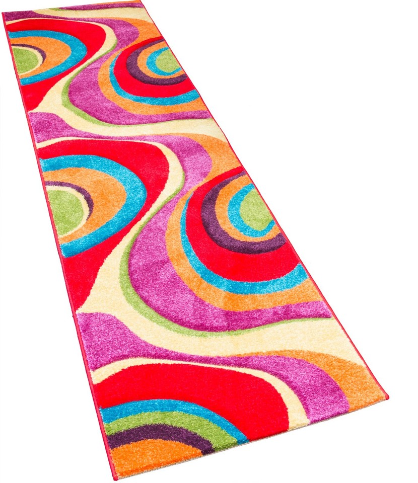 Multi Coloured Rugs Runners Carpet Rainbow Design Mat Hand Carved ...