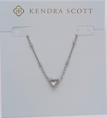 NEW 100% KENDRA SCOTT 217 Ivory Mother-of-Pearl Silver Mini Ari Heart ...