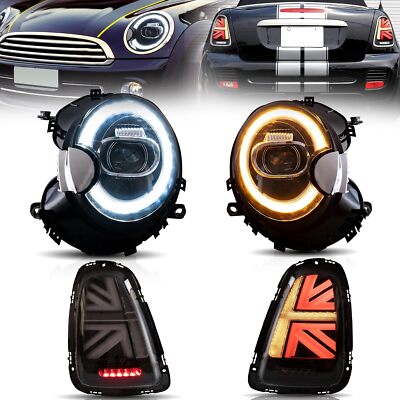 LED Headlights + Smoked Tail Lights For 2007-2013 Mini Cooper R56/R57 ...