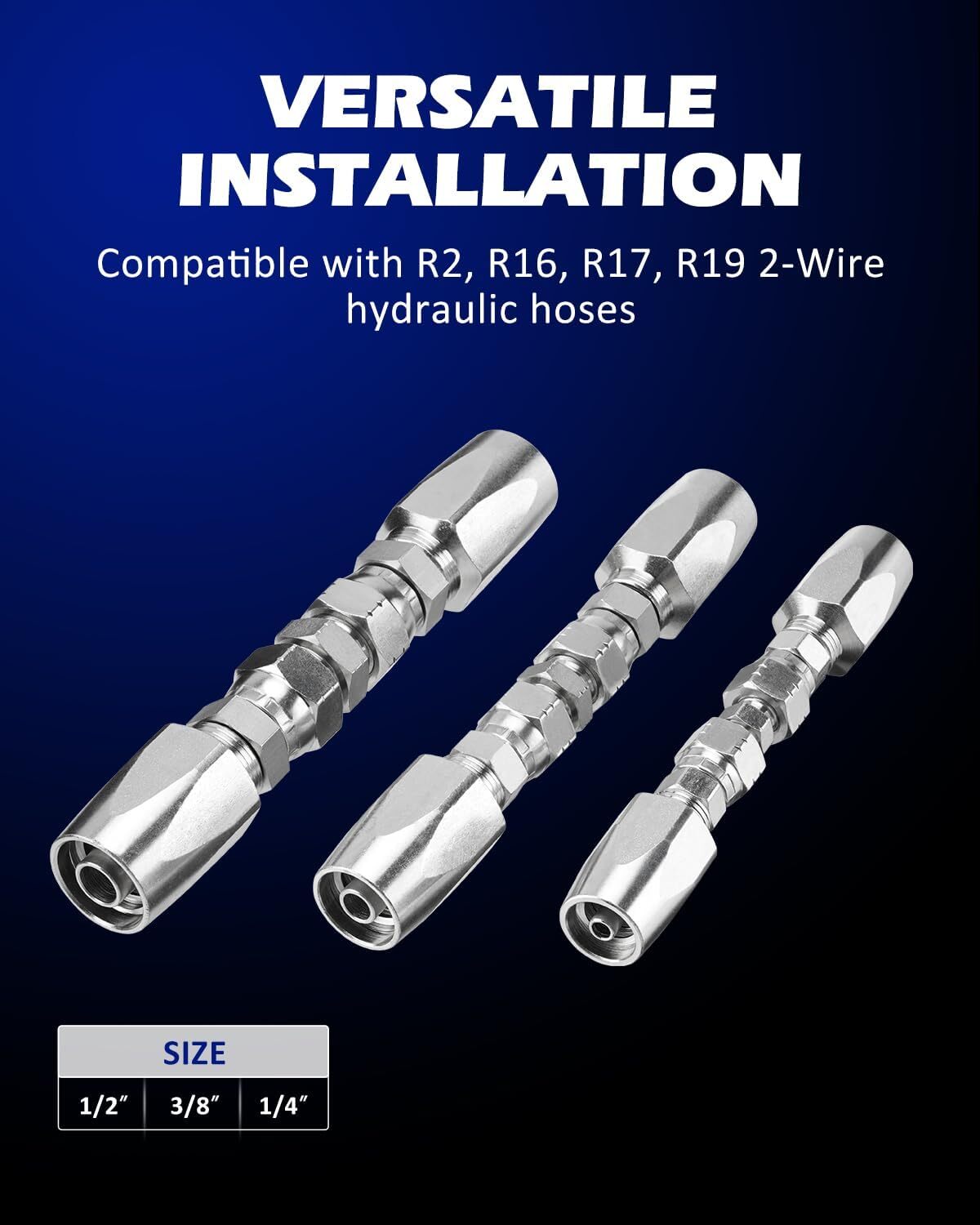 3 PCS Hydraulic Hose Repair Kit 1/4 3/8 1/2 ID- Reusable Field Repair ...