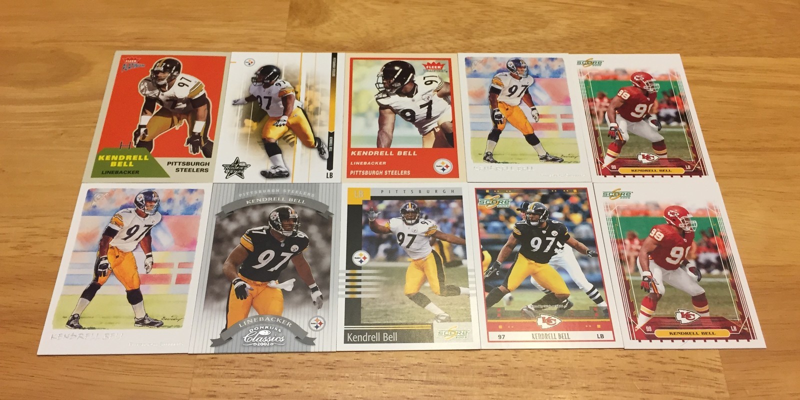 KENDRELL BELL LOT OF 10 FOOTBALL CARDS PITTSBURGH STEELERS KC CHIEFS ...