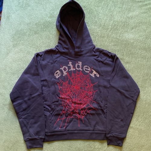 New Sp5der OG WEB RED Rhinestone Hoodie Black Size M | eBay