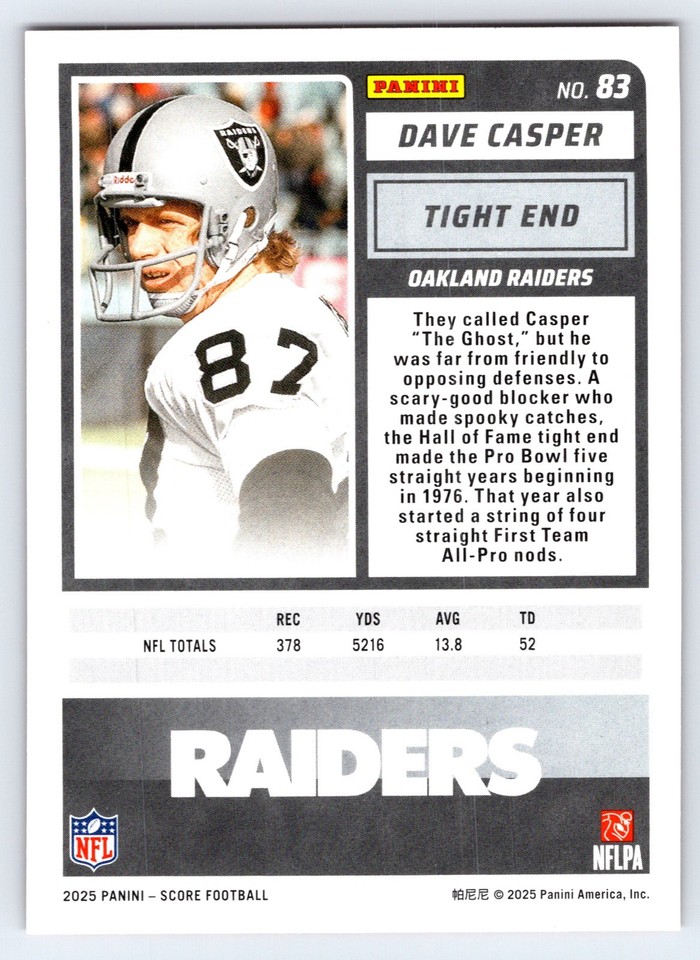 2025 Score A Treat Halloween #83 Dave Casper - Oakland Raiders | eBay