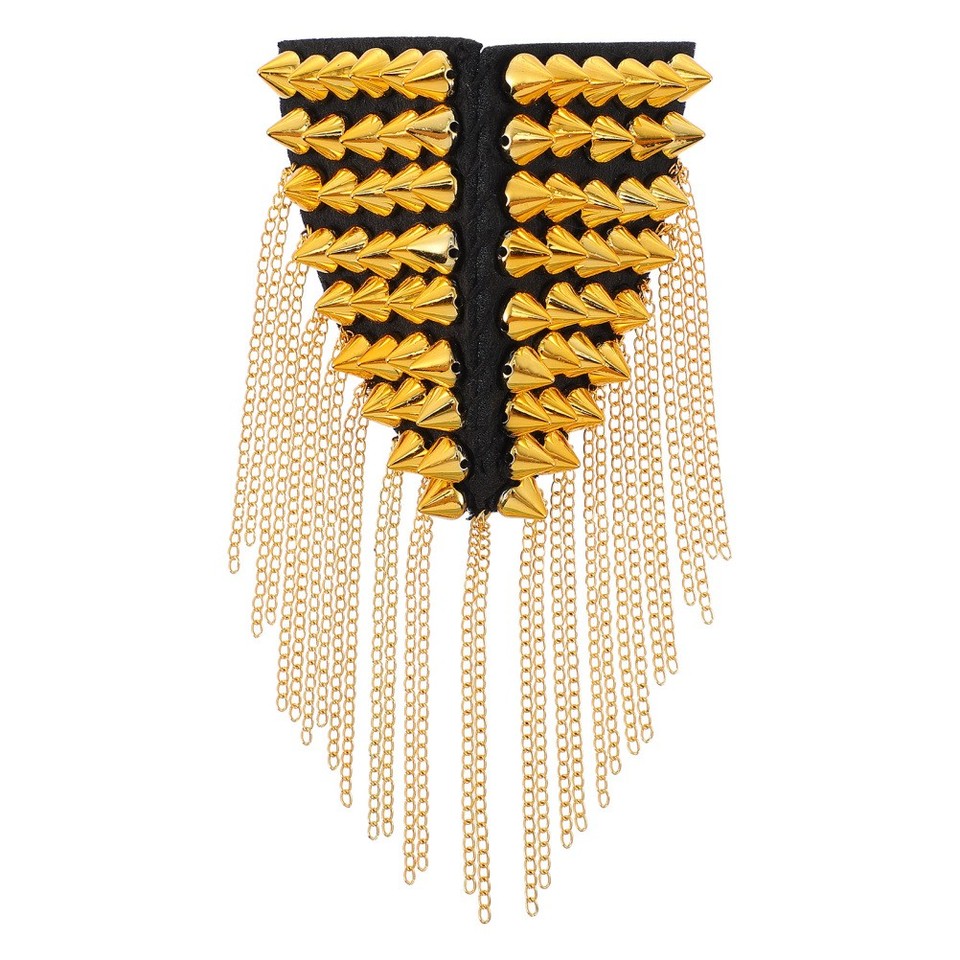1Pc Rivet Shoulder Epaulet Fashion Epaulette Unique Tassel Chain ...