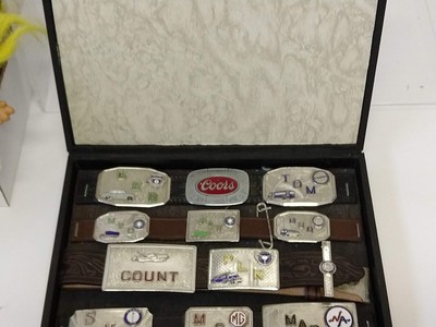 Hook Fast and Enamel Belt Buckle Salesman Sample Set with 12 Buckles ...