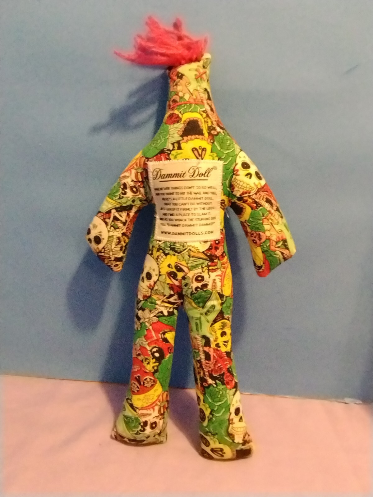 Dammit Doll Stress Reliever Plush 13"Day of the Dead Skulls w/ Red Yarn ...
