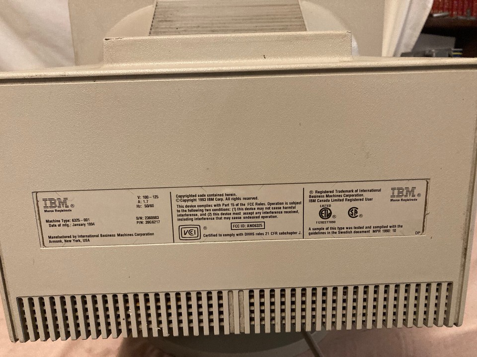 Vintage WORKING IBM 15 inch CRT 6325-001 SVGA VGA monitor in good shape ...