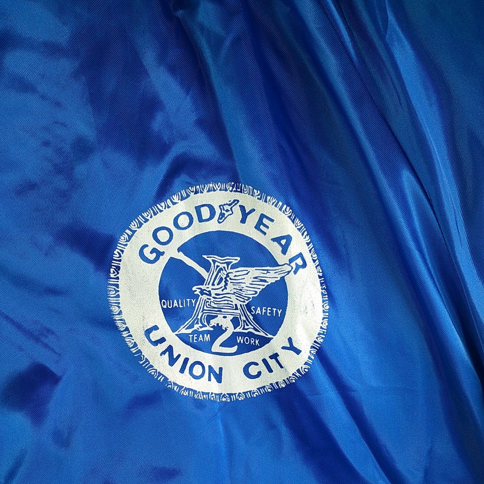 Vintage Bike Mens L Blue Goodyear Union City Snap Front Satin Lined ...