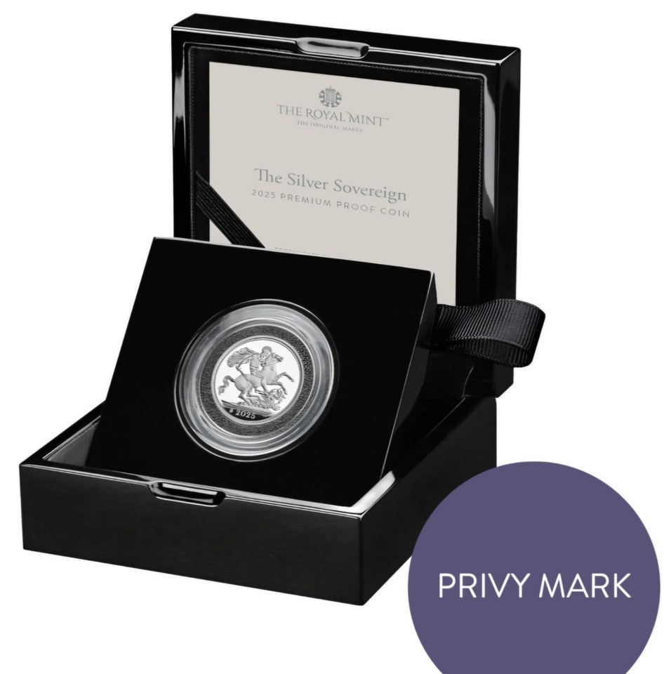2025 UK SILVER PROOF SOVEREIGN W/SHIELD PRIVY First Silver Sovereign ...