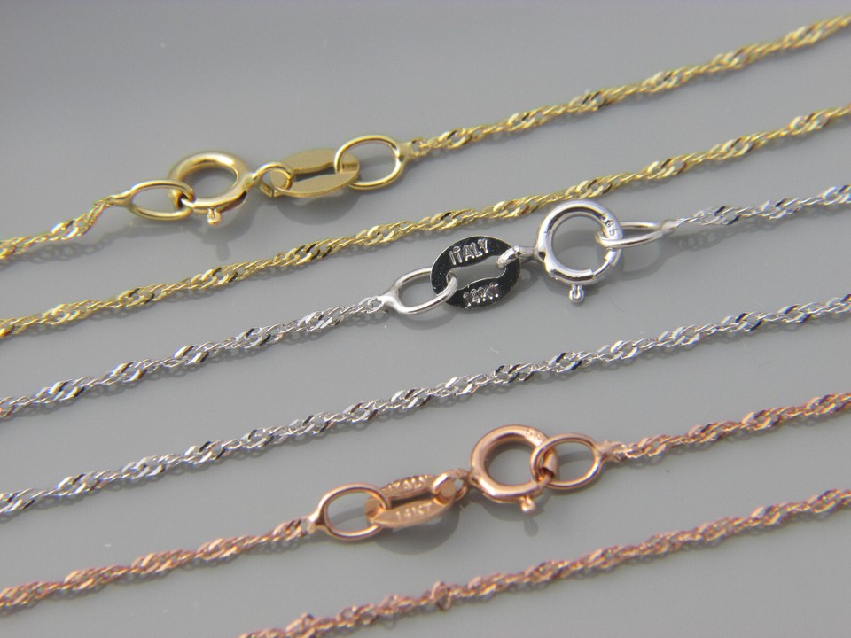 Solid 14k Gold Singapore rope chain Necklace Made in Italy All lengths ...