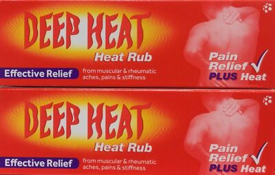 2 X DEEP HEAT CREAM RUB 100G. FAST RELEIF FOR MUSCULAR ACHES AND PAINS ...