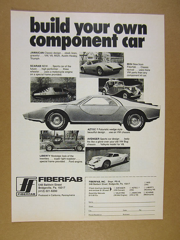 1976 Fiberfab Aztec 7 Jamaican Scarab MiGi Avenger & Liberty vintage ...