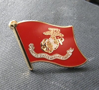 USMC US MARINE MARINE CORPS MARINES SINGLE FLAG LAPEL PIN BADGE 1 INCH ...