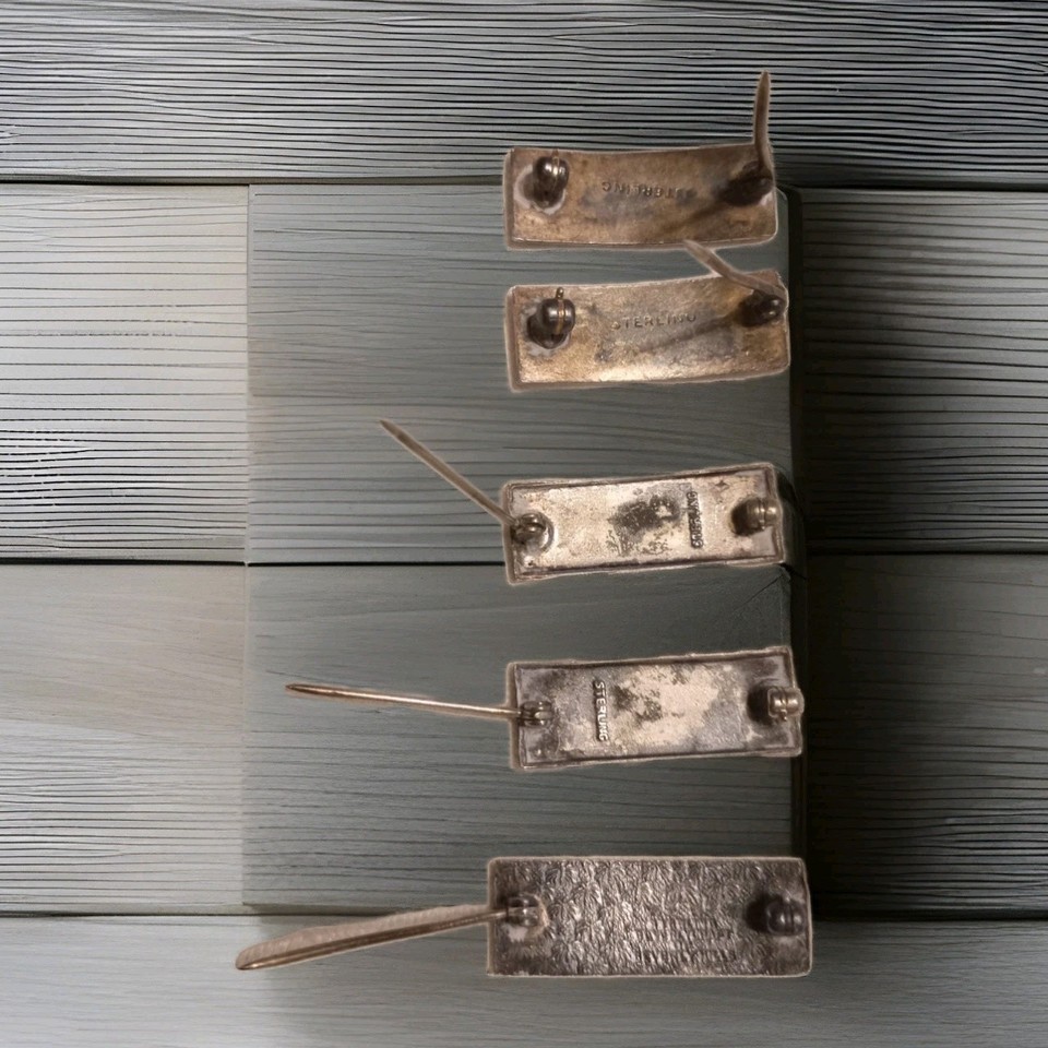 WWII US Army Officer Lieutenant Bars Rank Insignia Sterling Silver 5 ...