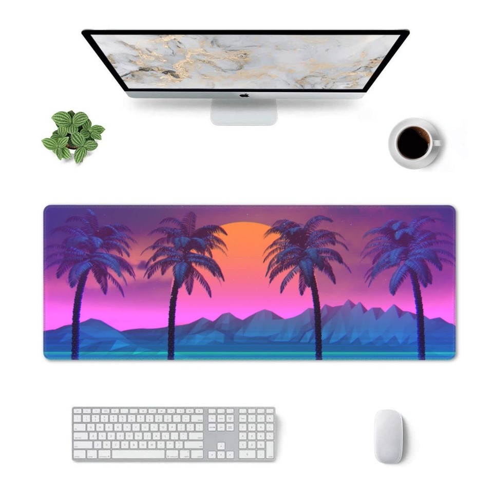 Cool Synthwave and Retrowave Gaming Mouse Pad Large XL Desk Mat Long ...