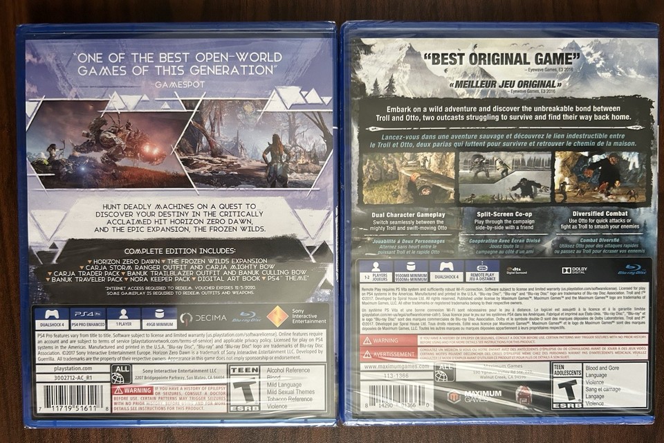 Horizon Zero Dawn Complete Edition & Troll And I - Sony Playstation 4 ...