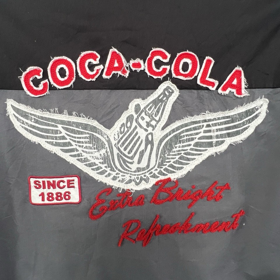 Coca-Cola Work Shirt Black Grey Embroidered Logo Short Sleeve Men’s S ...