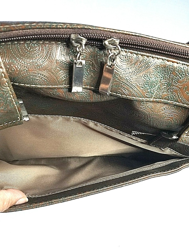 Buxton Organizer Laptop Bag Tooled Paisley Briefcase Notary Purse 12.5 ...