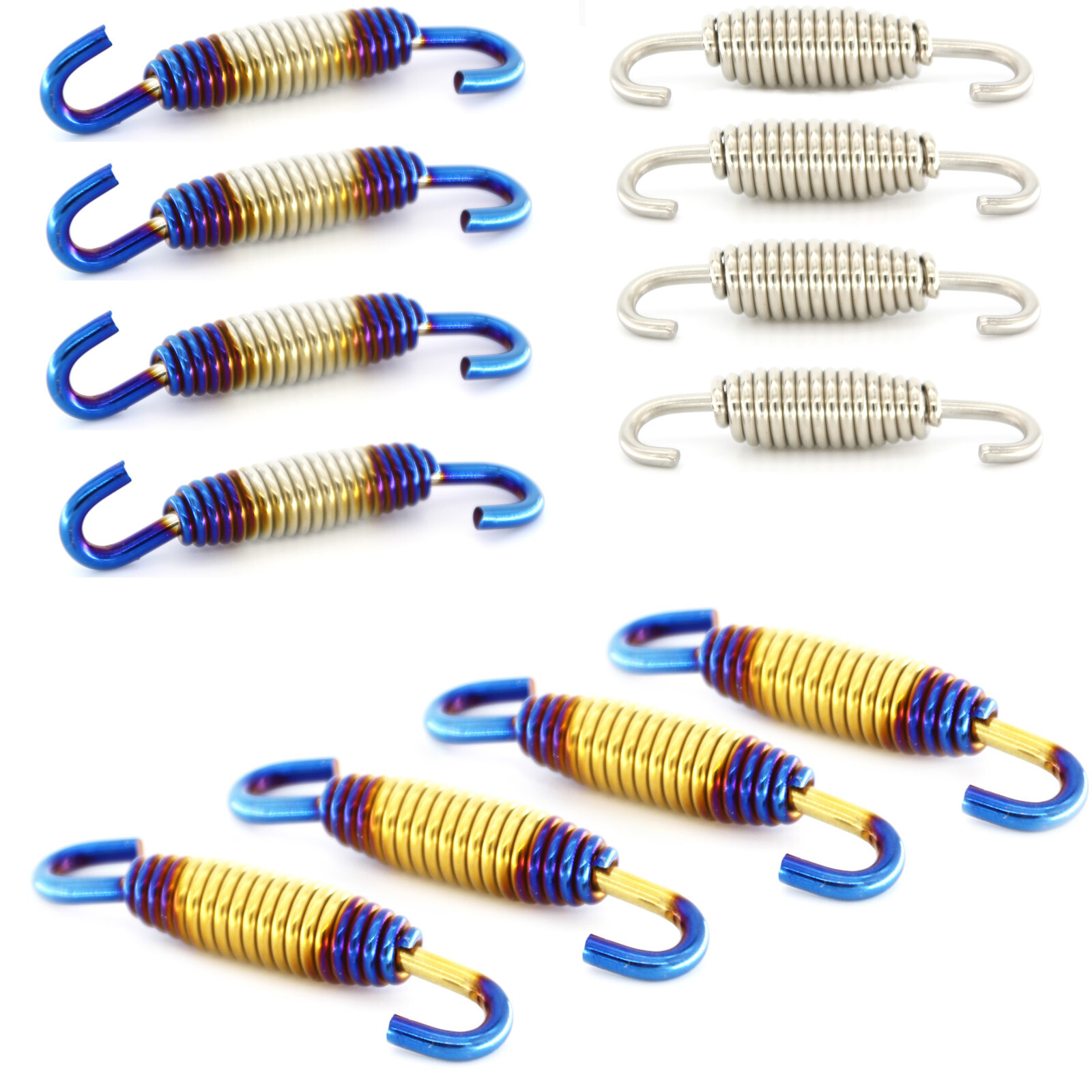 4PC UNIVERSAL STAINLESS STEEL MOTORCYCLE BIKE EXHAUST SPRINGS PIPE ...