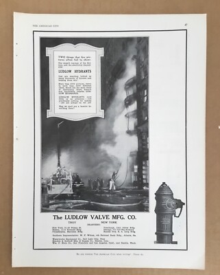 Ludlow Valve Co. 1928 orig vintage print ad 1920s art retro illus fire ...