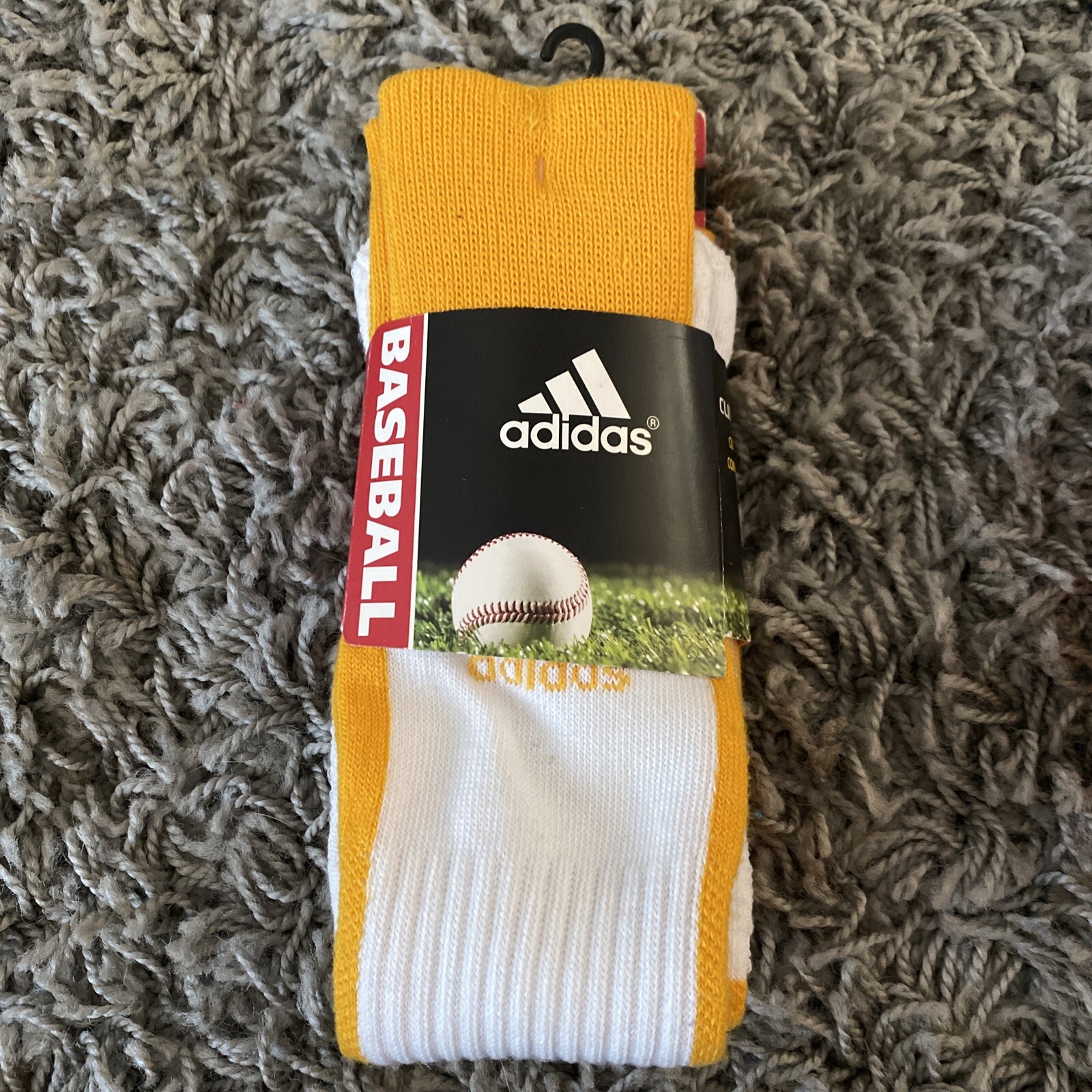 2 Pair adidas Gold Yellow White Baseball Socks Adult Medium OTC ...