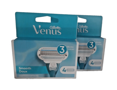 Gillette Venus Smooth Doux 3 Razor Blade Refill 2PACK x 4 Cartridges ...