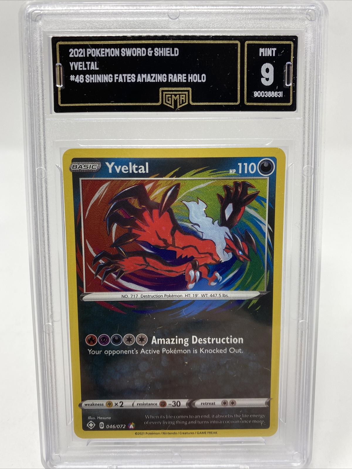 2021 Pokemon Shining Fates Yvetal Amazing Rare 46/72 GMA 9 | eBay