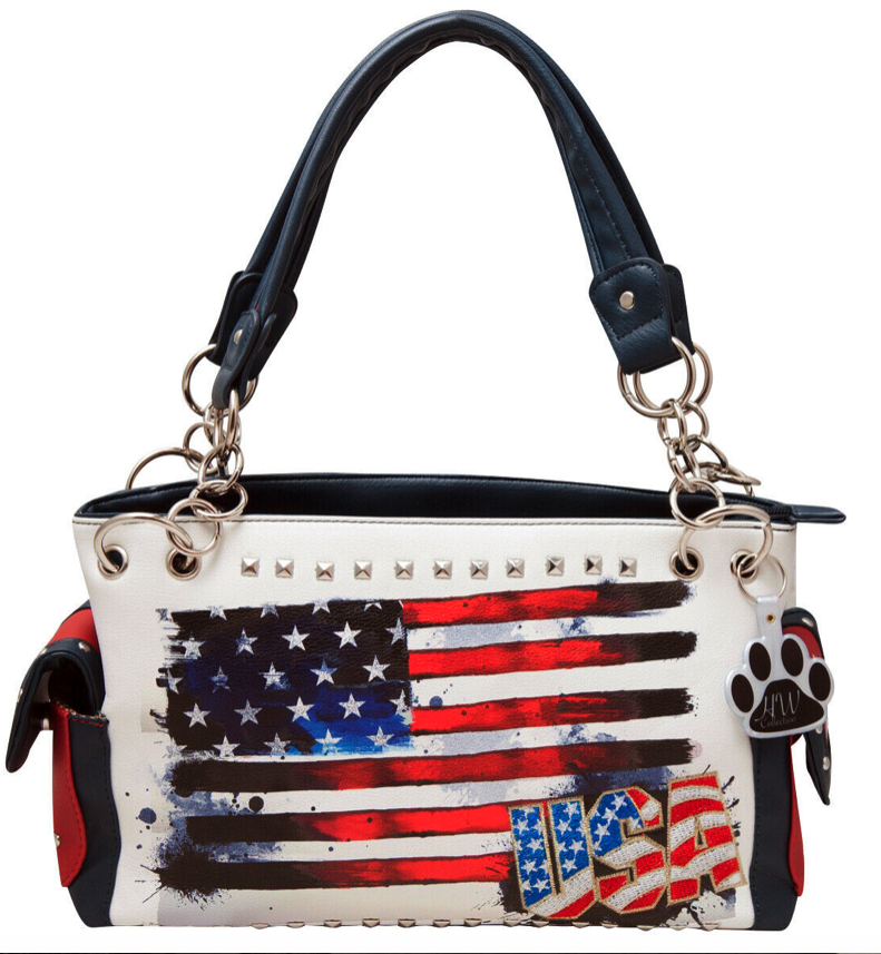 USA American Flag Purse Stars Stripes Western Patriotic Handbag Wallet ...