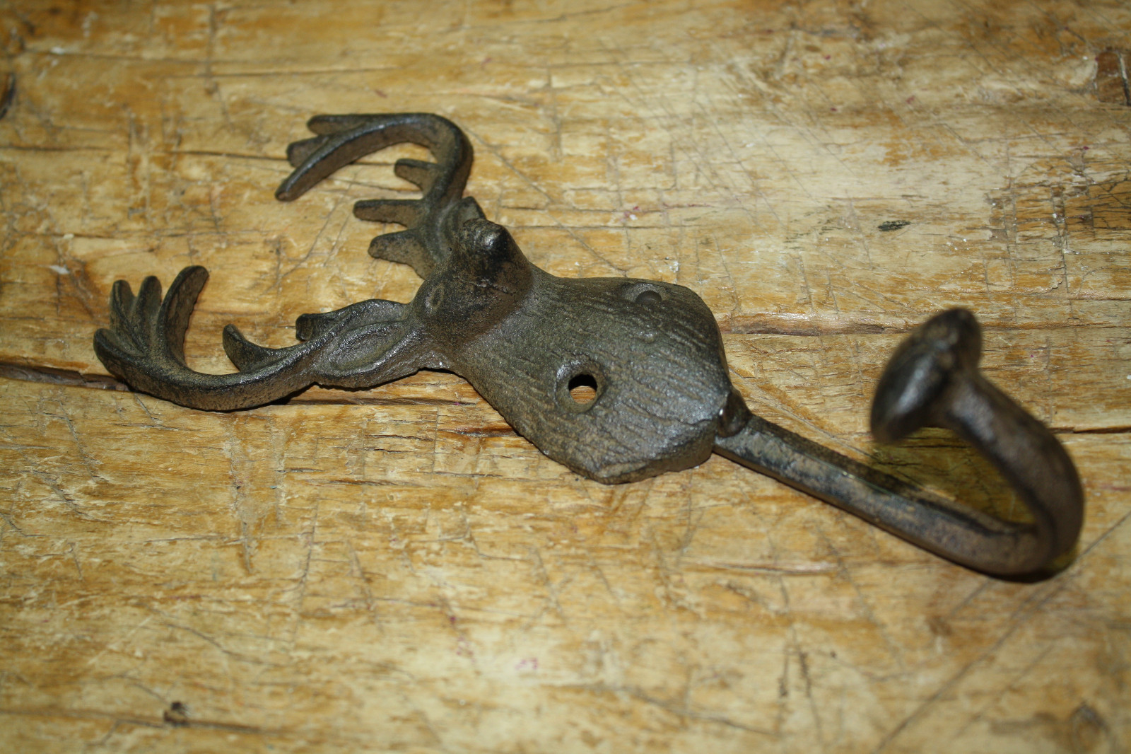 Cast Iron DEER Towel Coat Hooks Hat Hook Key Rack Ranch Hunting Camp ...
