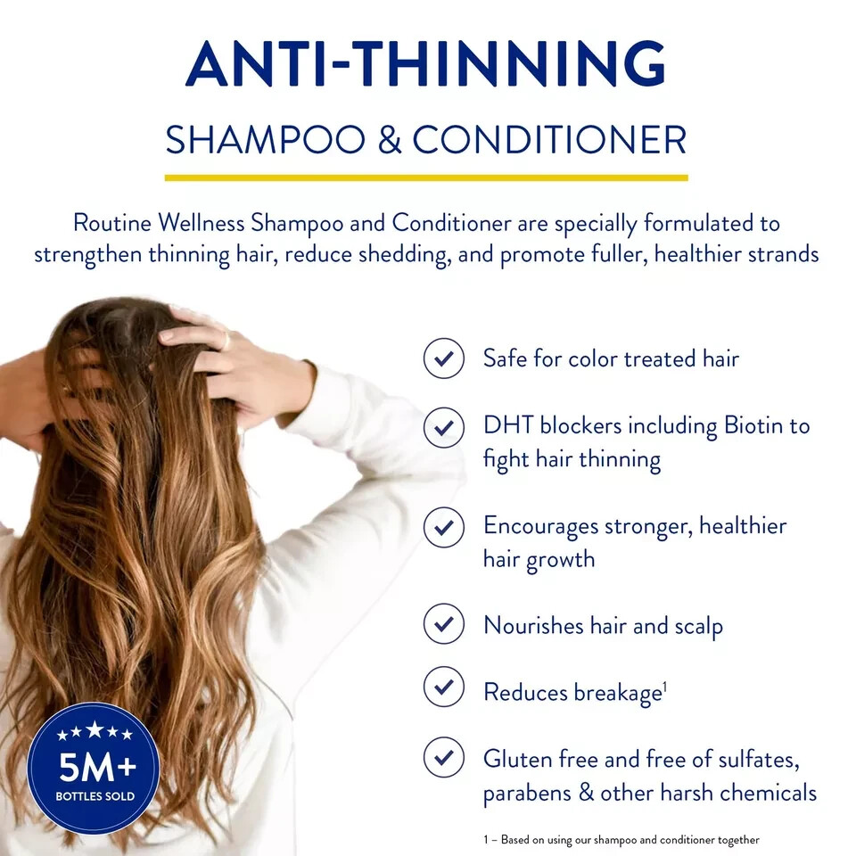 Routine Wellness Anti-Thinning Shampoo and Conditioner Set for Thinning ...