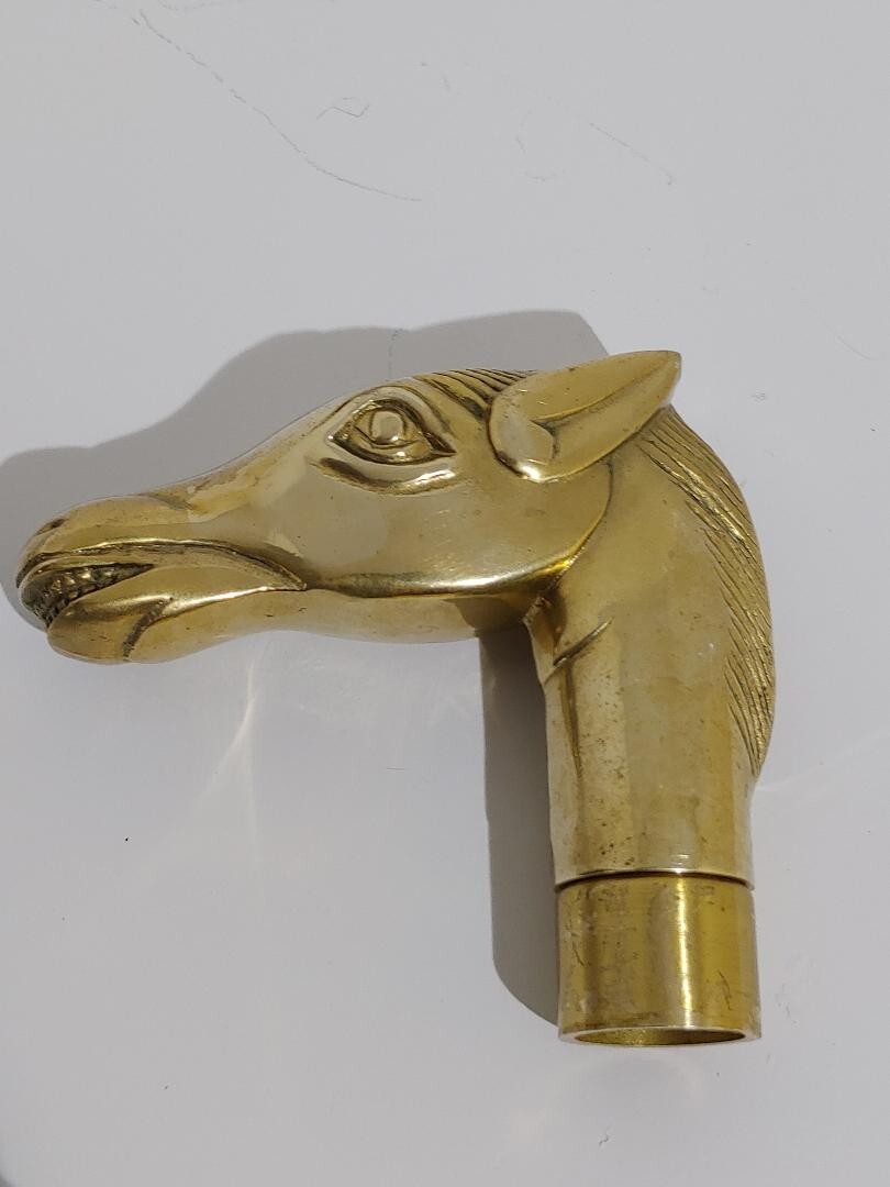 Solid Brass Horse Head walking cane handles - Gem