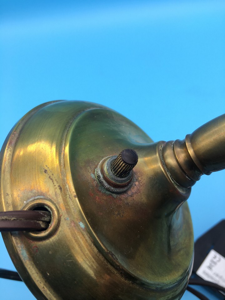 Vintage Fenton White Coin Dot Glass Shade Brass Table 14" Lamp | eBay
