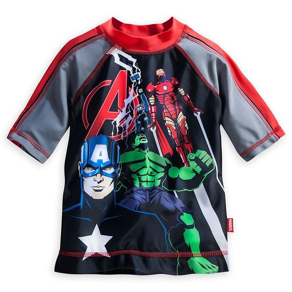 Marvel Avengers Hulk Iron Man Thor Rash Guard & Swim Trunks Set Boy 5/6 ...