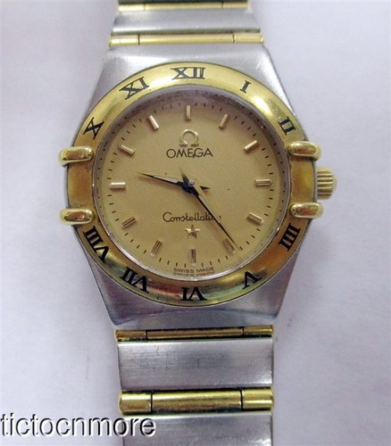 OMEGA CONSTELLATION BRACELET WATCH 18K / SS ROMAN NUMERAL BEZEL GOLD ...