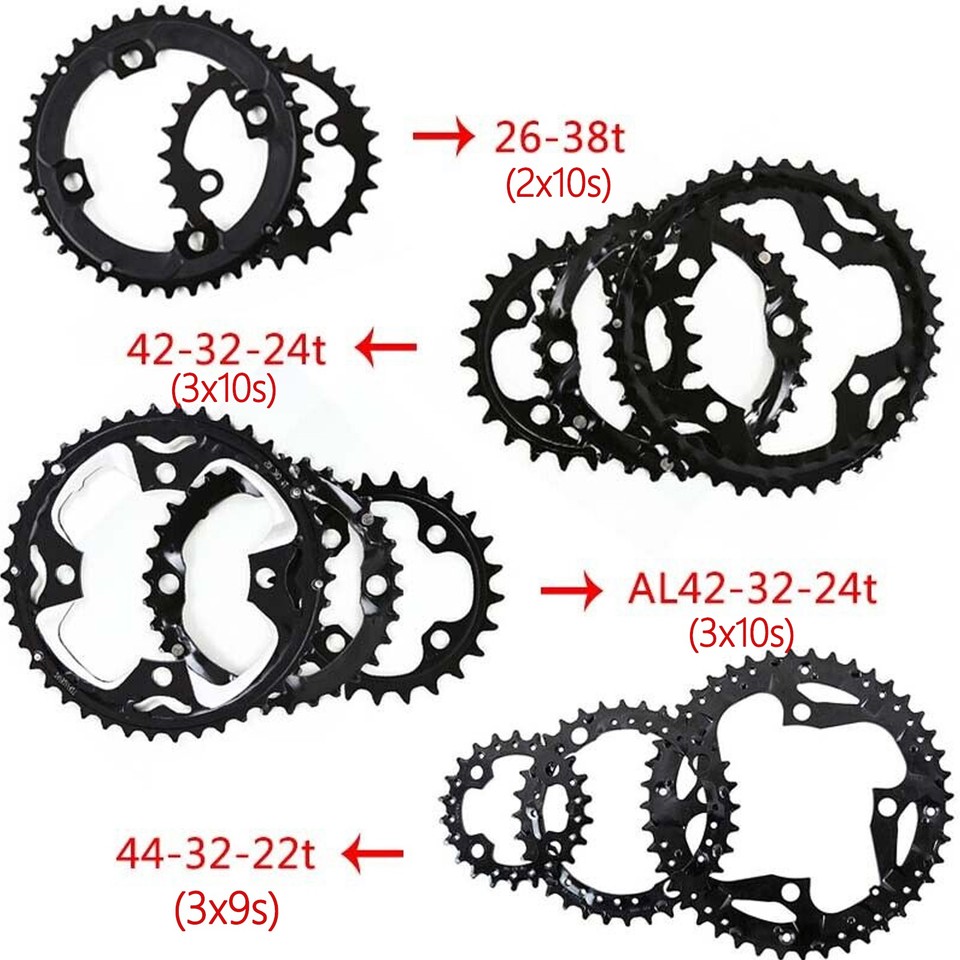 Bicycle Crankset 170mm 22-44T Double/Triple Speed Bike Chainring Set ...
