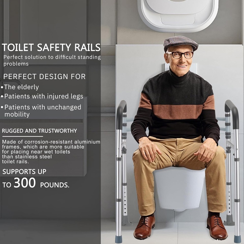 FSA/HSA Eligible Toilet Safety Rails, Adjustable Toilet Safety Frame ...