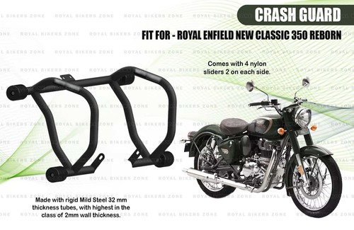 Royal Enfield "Black Crash Guard Fit For New Classic 350" Reborn | eBay