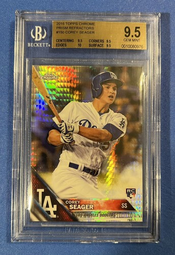2016 Topps Chrome Prism Refractor Corey Seager Rangers RC Rookie BGS 9. ...