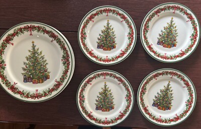 Set 8 Radko Traditions Holiday Celebrations Christmas Tree Dinner/salad ...