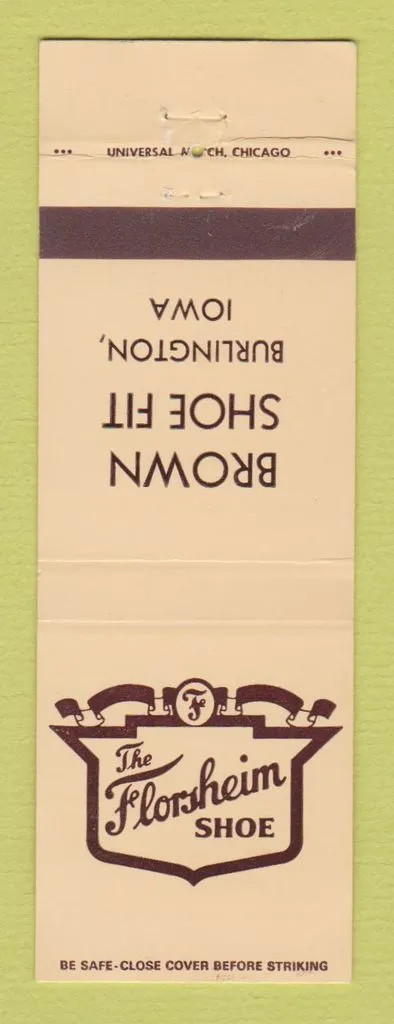 Matchbook Cover - Florsheim Shoes Brown Shoe Fit Burlington IA | eBay