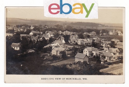 1913 RPPC MONTICELLO WISCONSIN PANORAMIC TOWN VIEW POSTCARD WI BROOKLYN ...